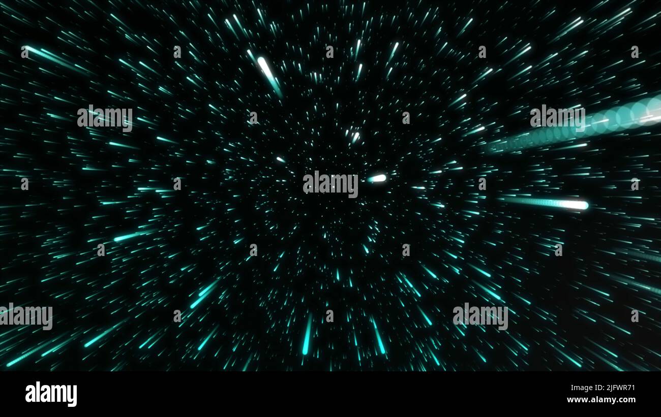 Abstract flight through time and space among stars. Motion. 3D ...