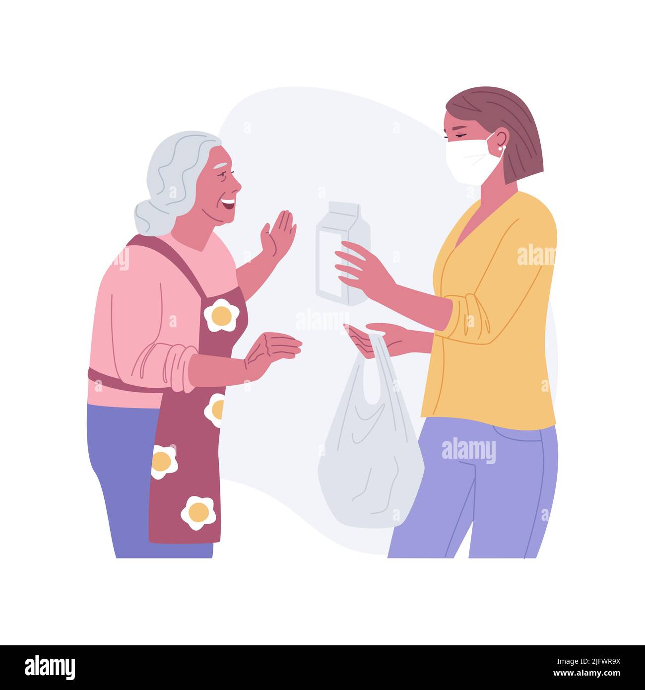 Helping older generation isolated cartoon vector illustrations Stock ...