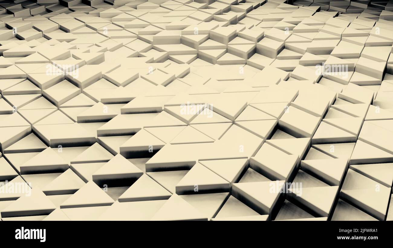 Yellow and white background.Design. Small triangles of the same color ...