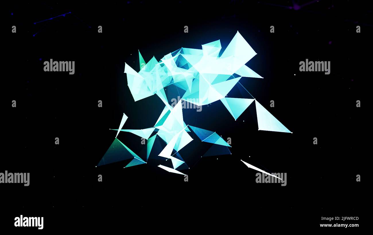 Many translucent connected edges creating cubic shape in digital space ...