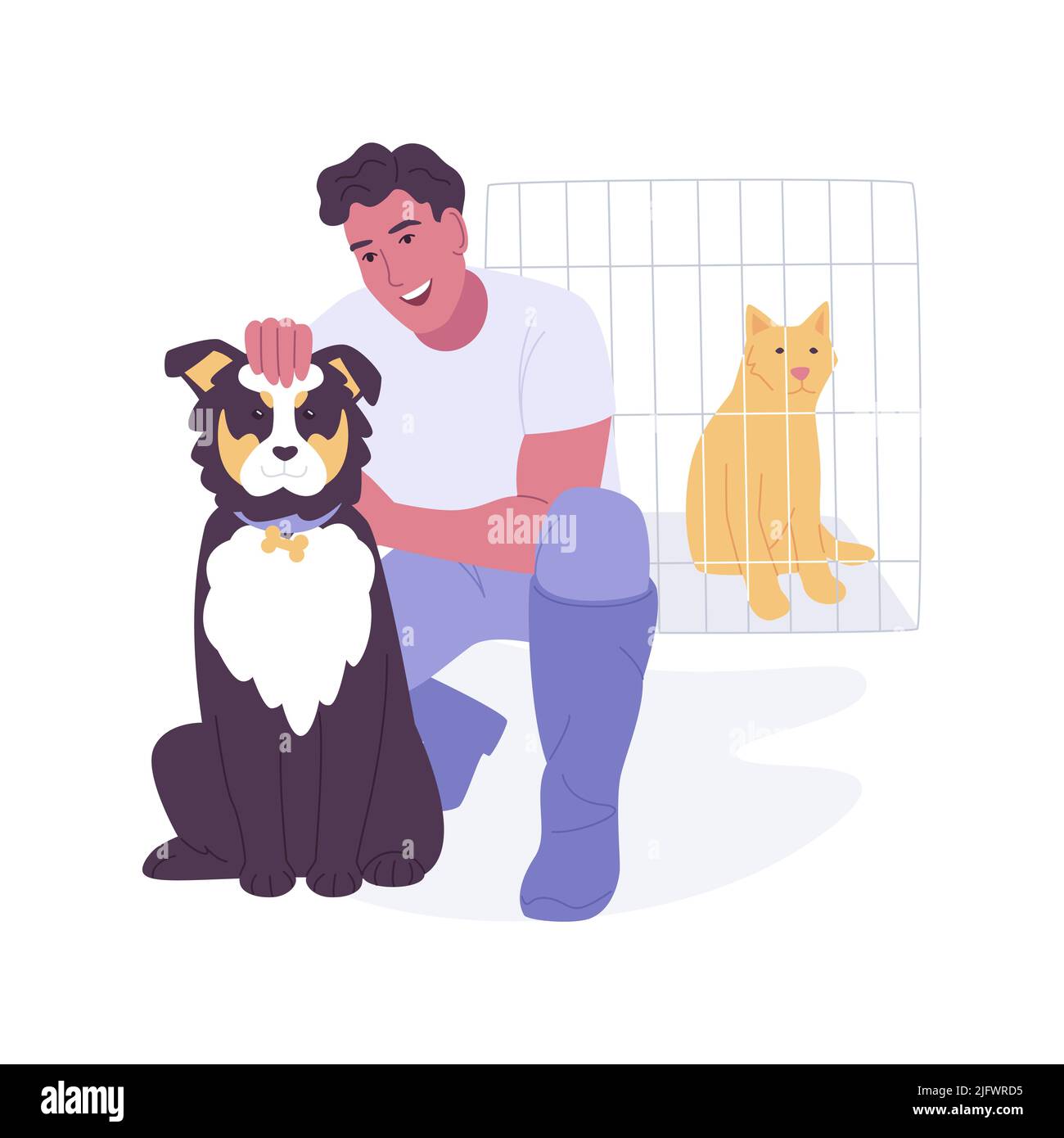 Helping in animal shelter isolated cartoon vector illustrations Stock ...