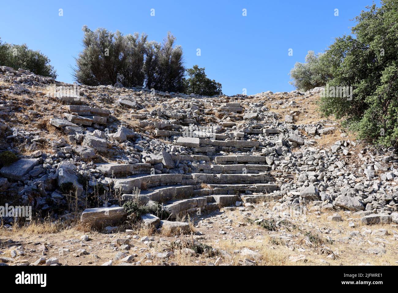Amphitheater in ruins of ancient Amos town in Marmaris, Turkey Stock ...