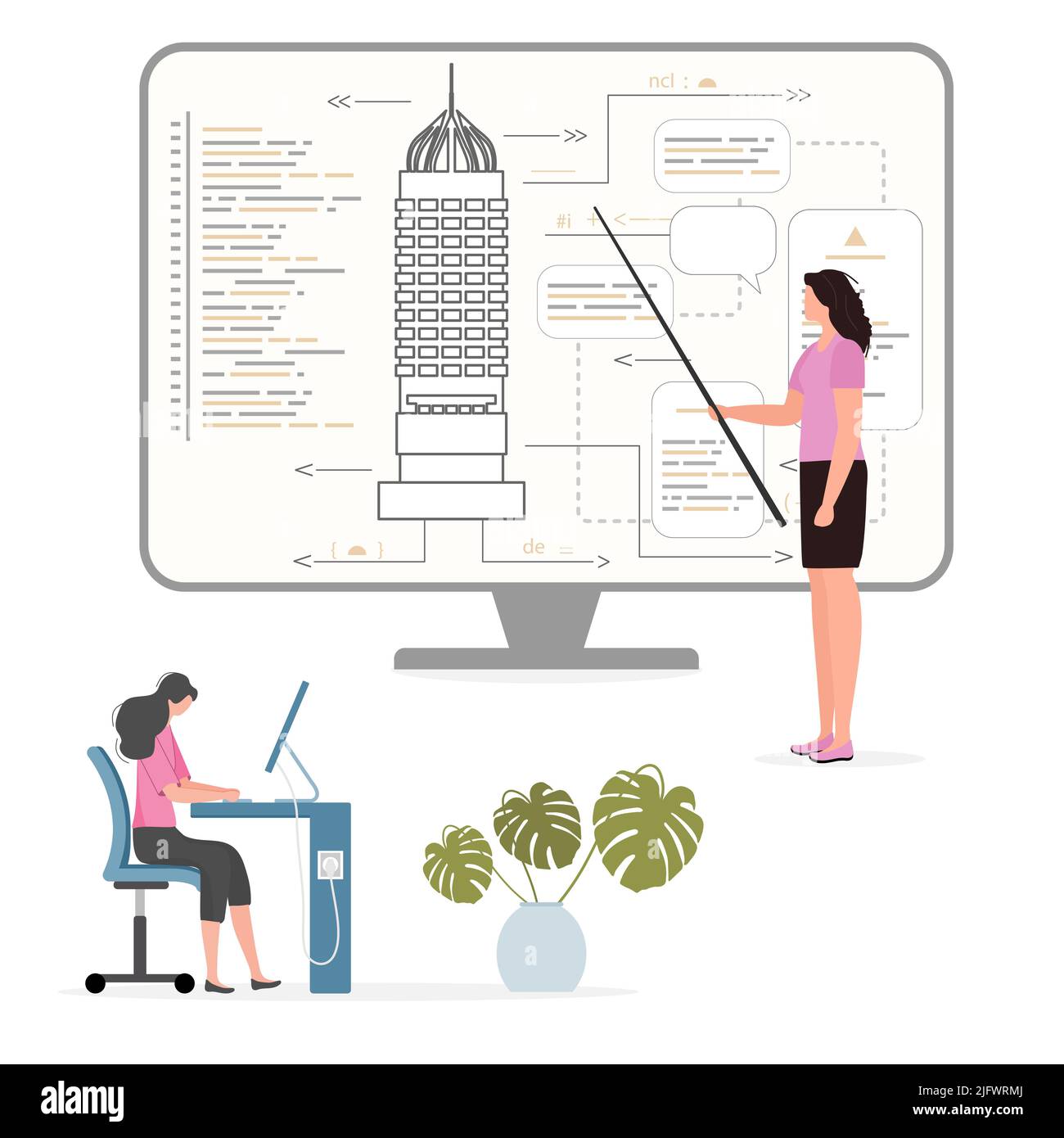 Vector illustration Teacher teaching people. Construction Architecture ...