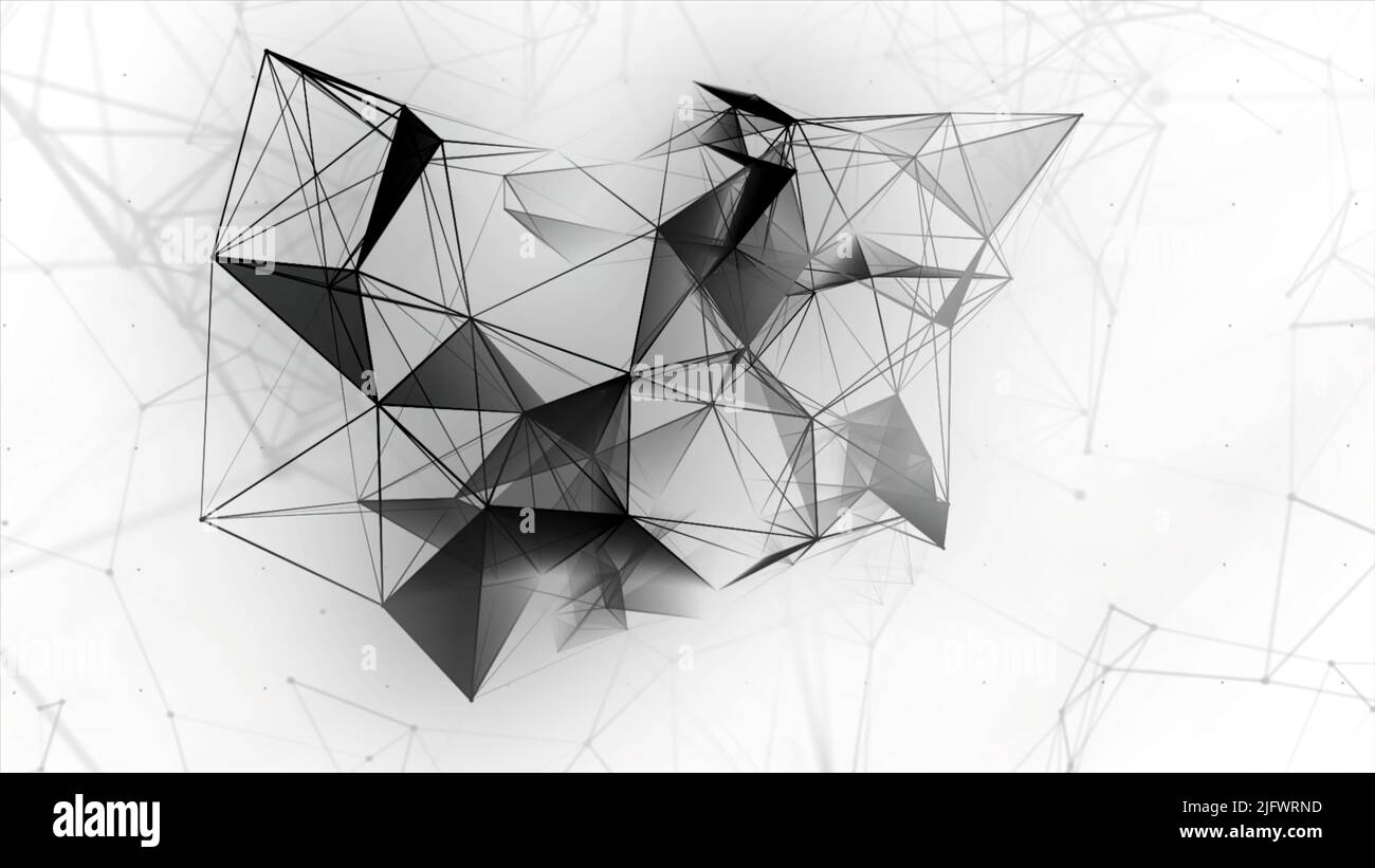 Beautiful Abstract Polygonal Surface Moving In Animation Motion Black And White Triangles