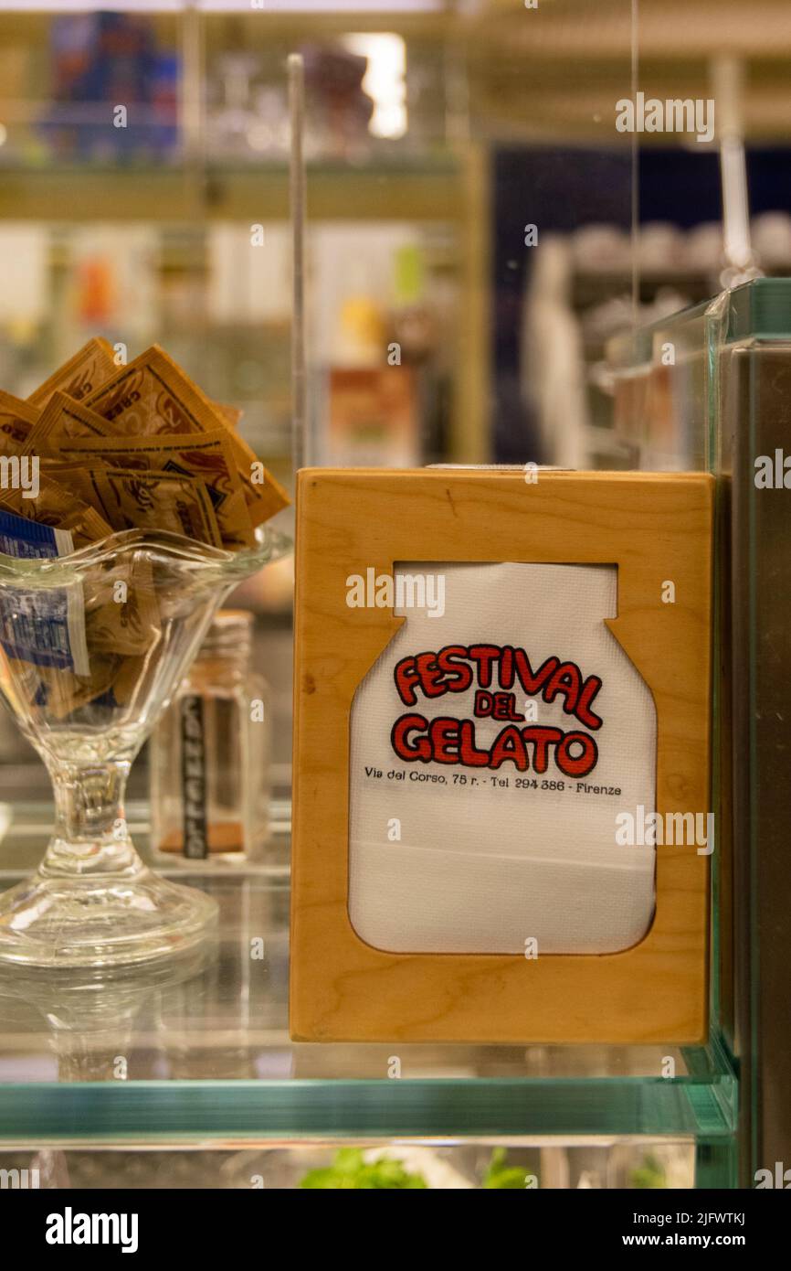 Festival del Gelato, an typical ice cream shop in Florence Stock Photo ...