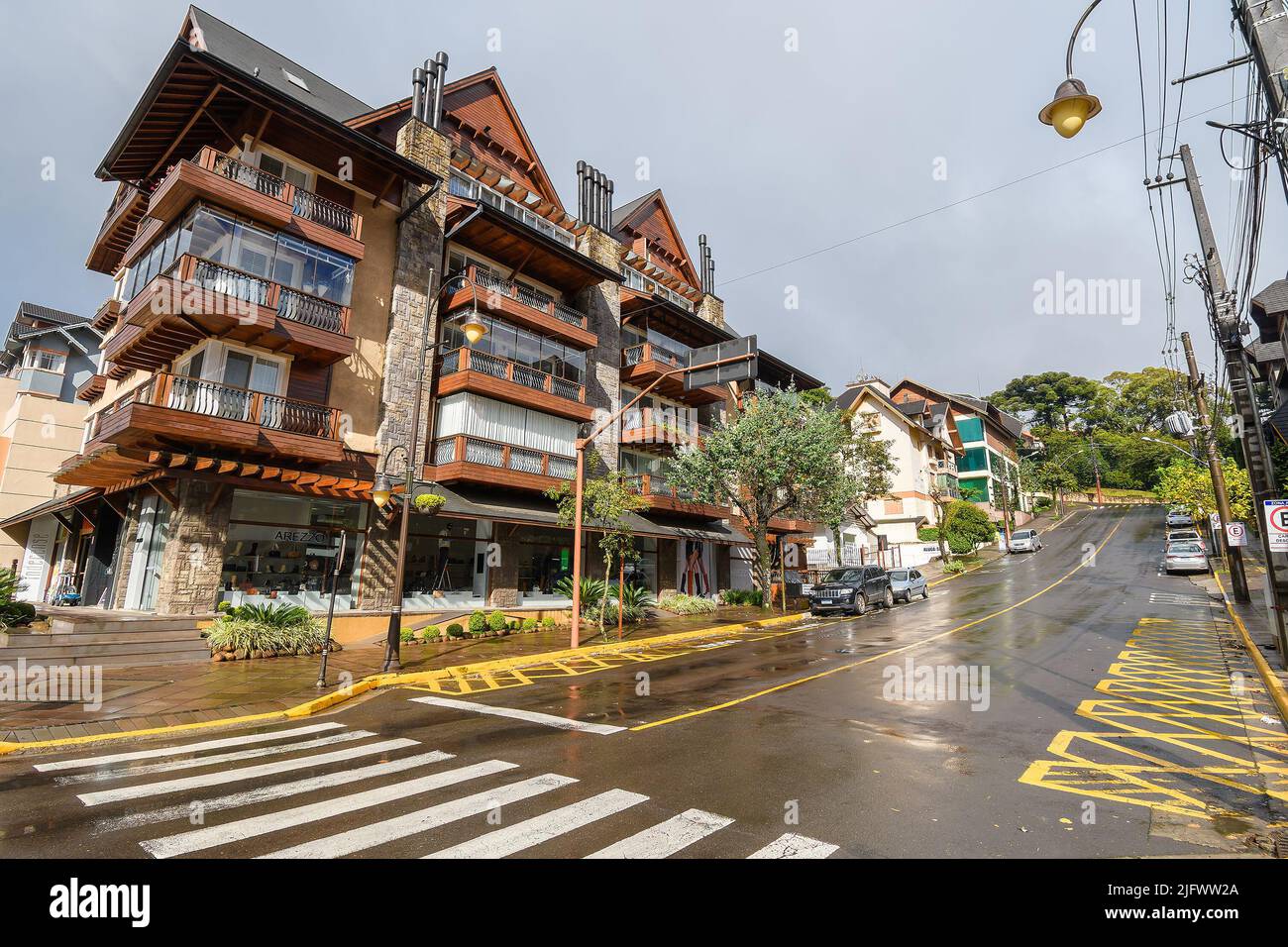 Gramado, RS, Brazil - May 17, 2022: street and buildings on city ...
