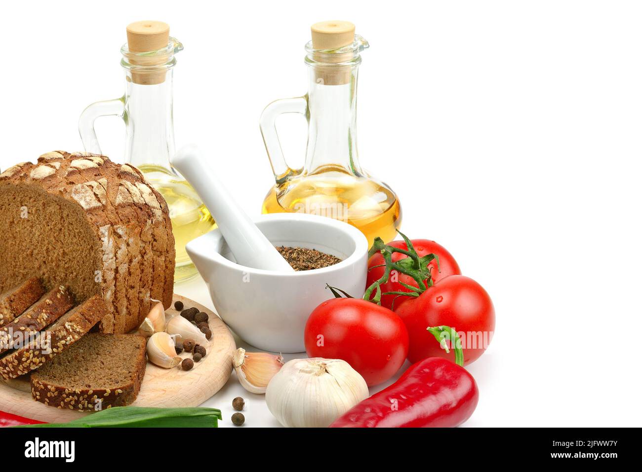 collection of natural products isolated on a white background Stock ...