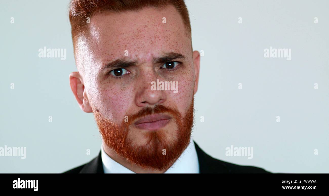 Man unbelief expression shaking head feeling upset Stock Photo - Alamy