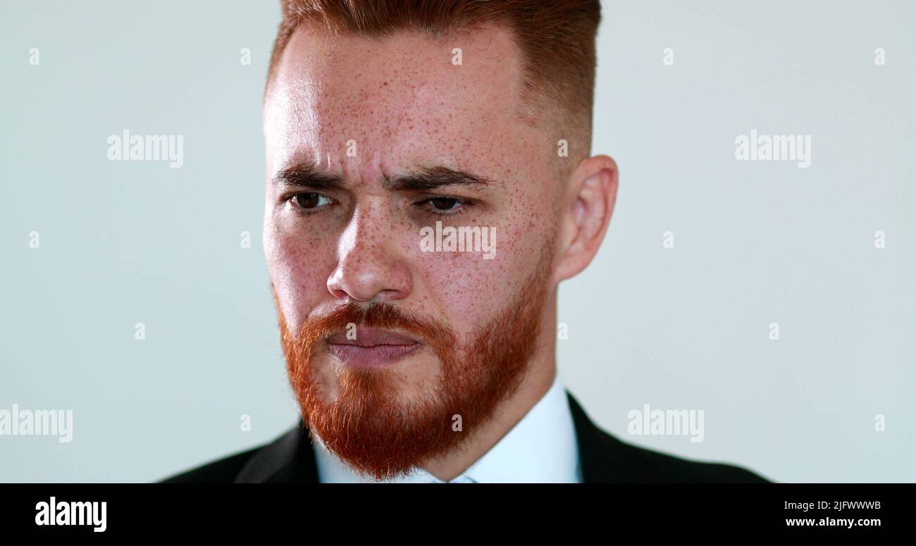 Man unbelief expression shaking head feeling upset Stock Photo - Alamy