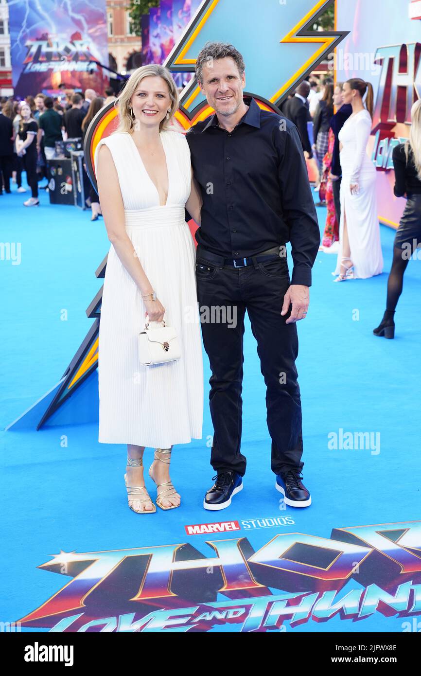 Jordan Connell and James Cracknell arriving for the premiere of Thor ...