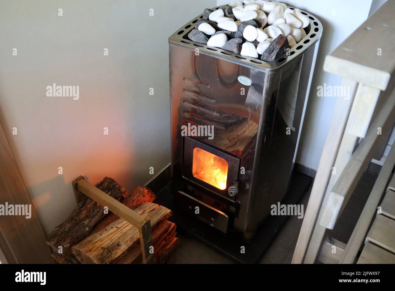 Finnish Sauna bath ready for bathers in Uukuniemi in Eastern Finland ...