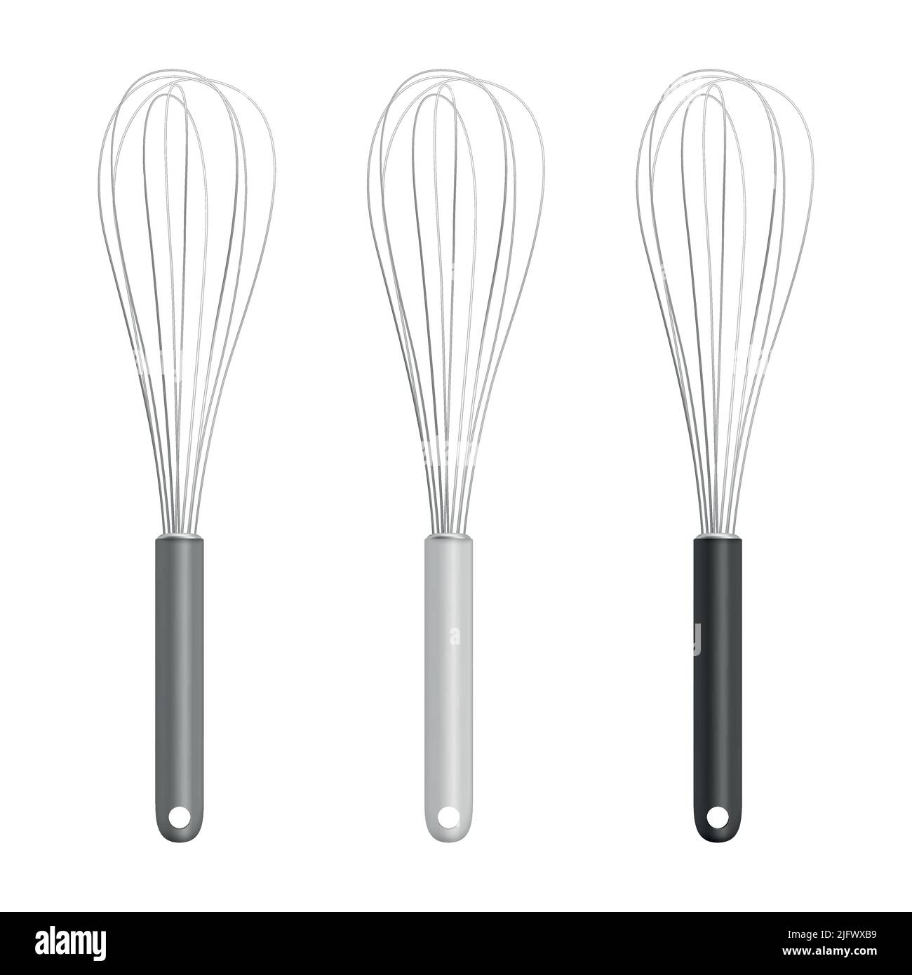 Vector Realistic 3D Metal Wire Steel Whisk with Grey, White, Black ...