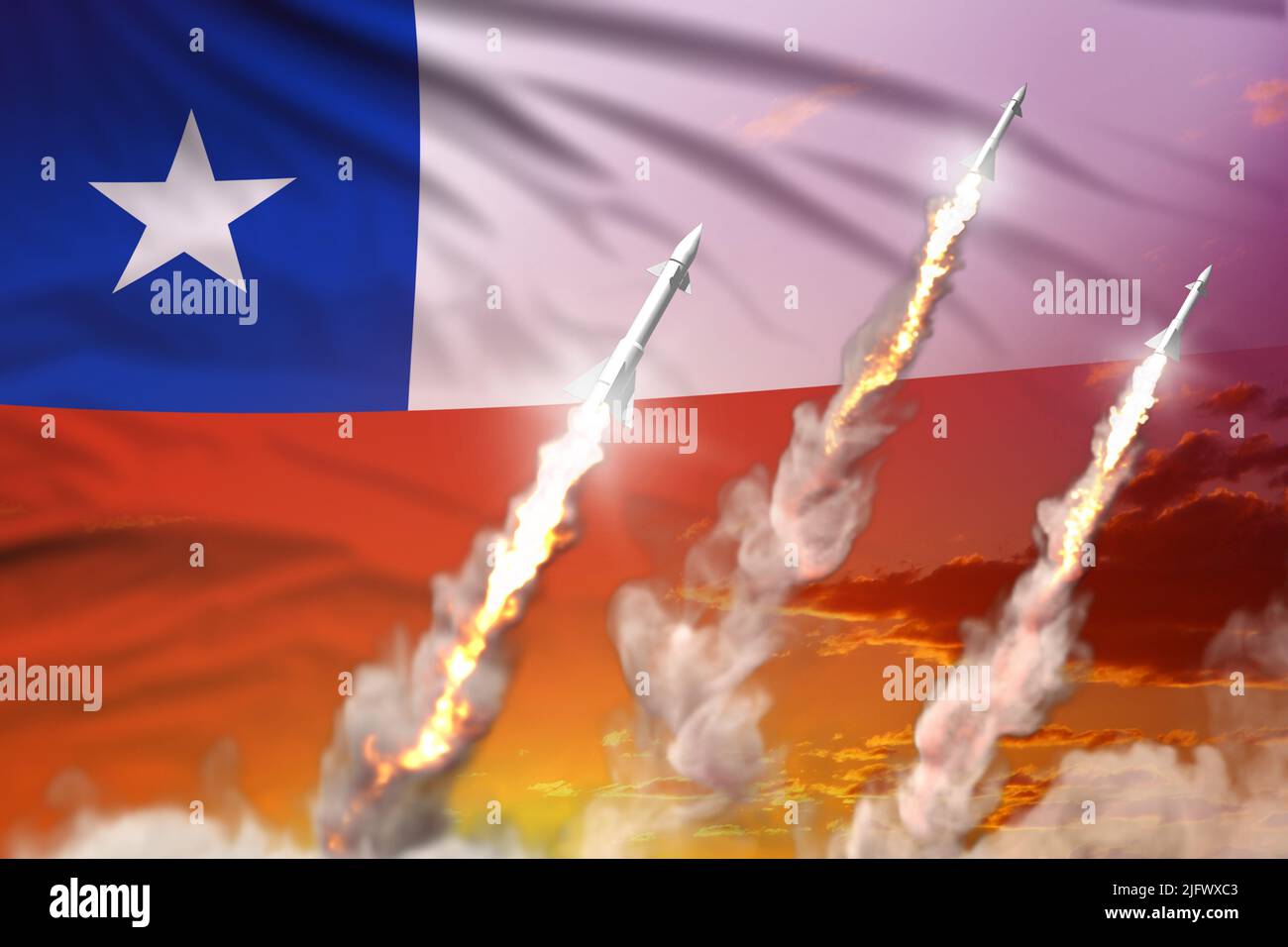 Modern strategic rocket forces concept on sunset background, Chile ...