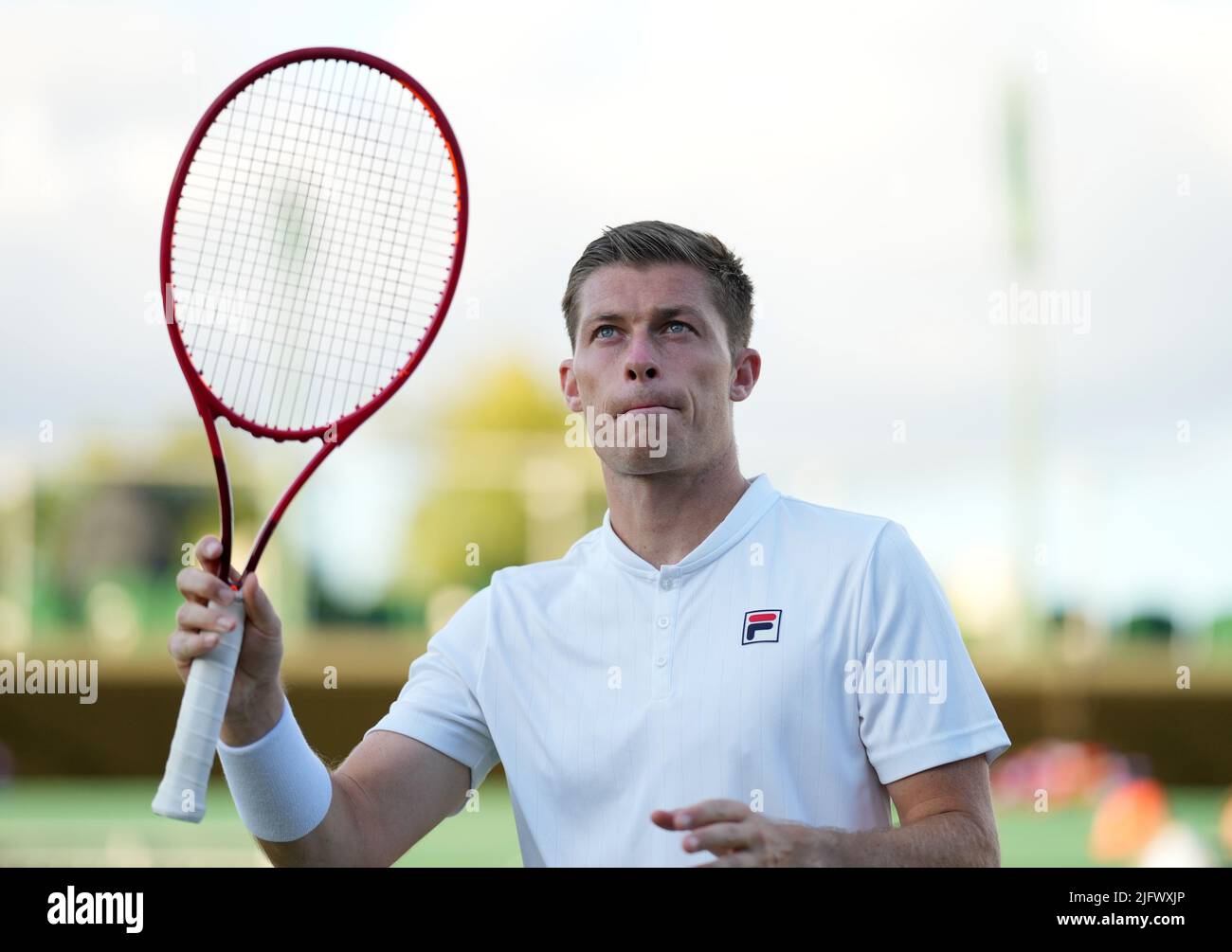 Neal Skupski celebrates victory in his mixed doubles match on day nine ...