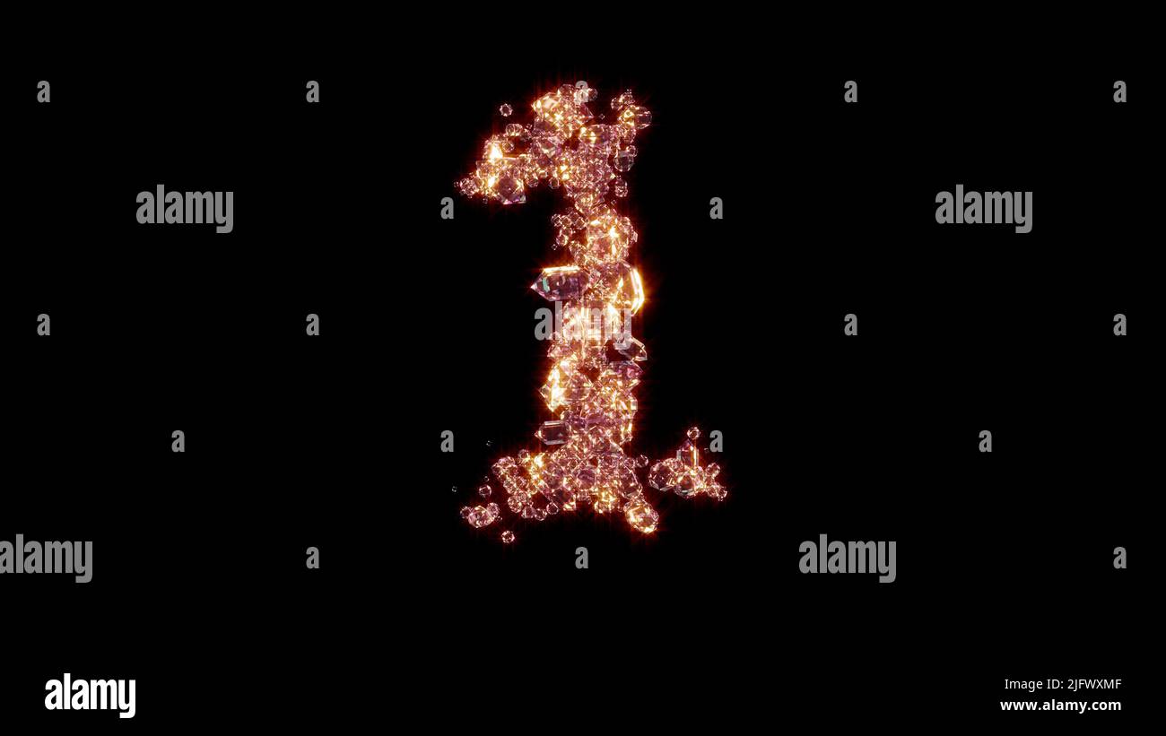 number 1 with strong golden shine - glamorous gems font, isolated ...