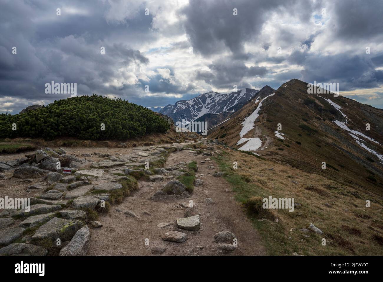 The red ridge trail from Kasprowy peak. Tatra Mountains Stock Photo - Alamy