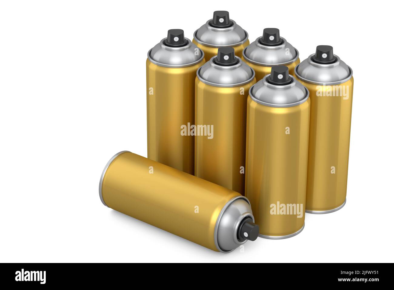 Set of spray paint cans isolated on white background. 3d render spray ...