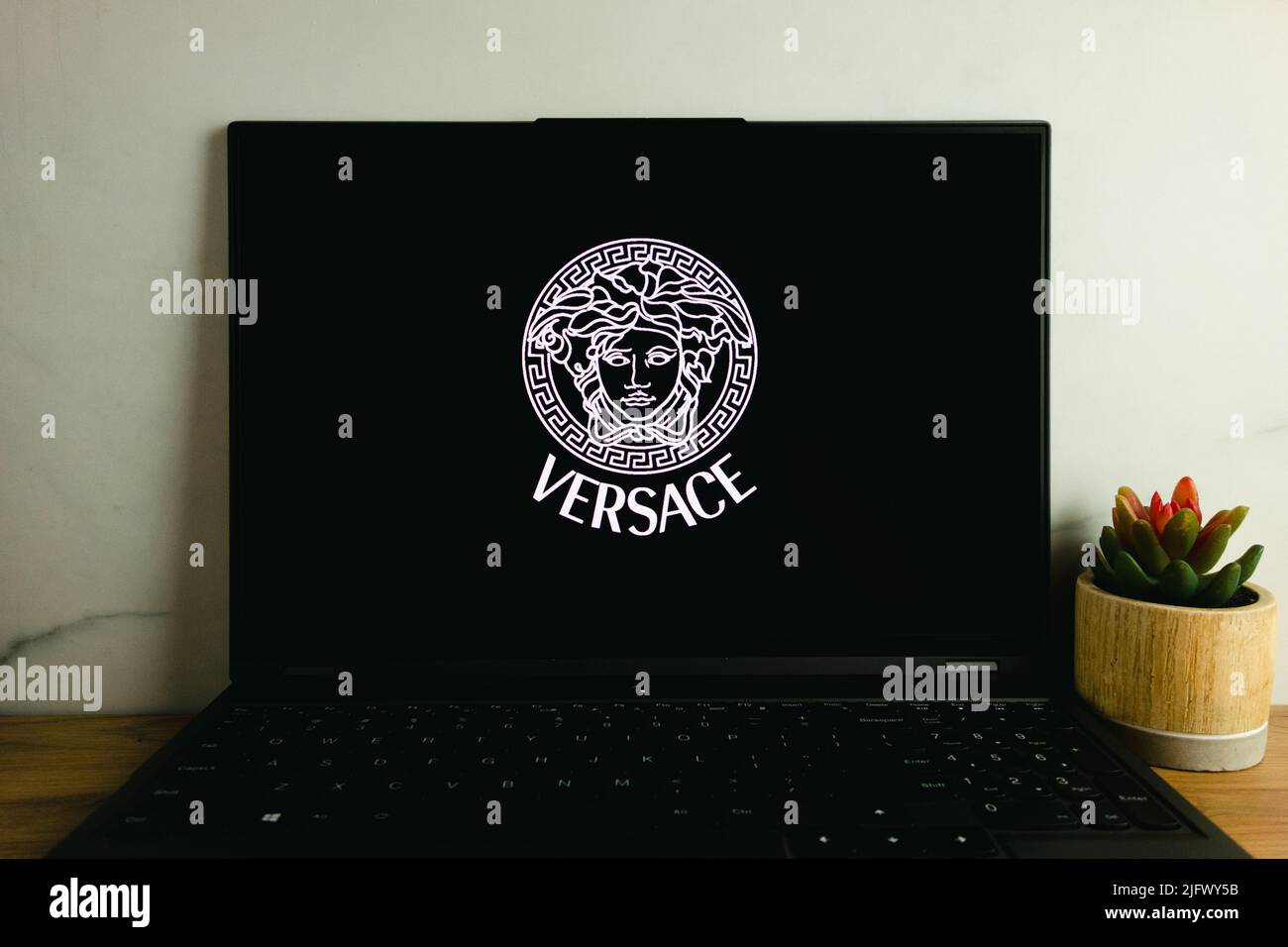 KONSKIE, POLAND - July 05, 2022: Versace brand logo displayed on laptop ...