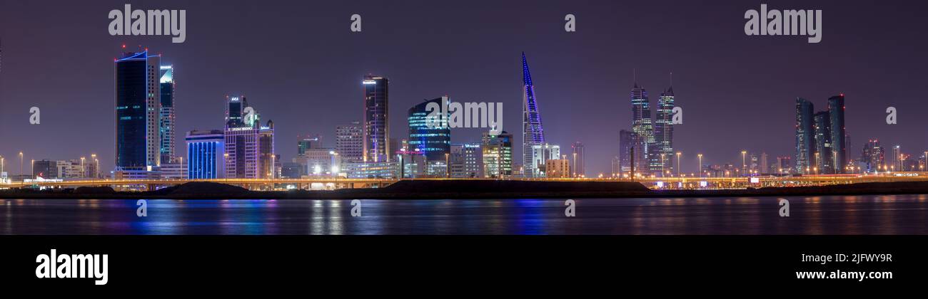 Panoramic night city view, Manama, Bahrain Stock Photo - Alamy