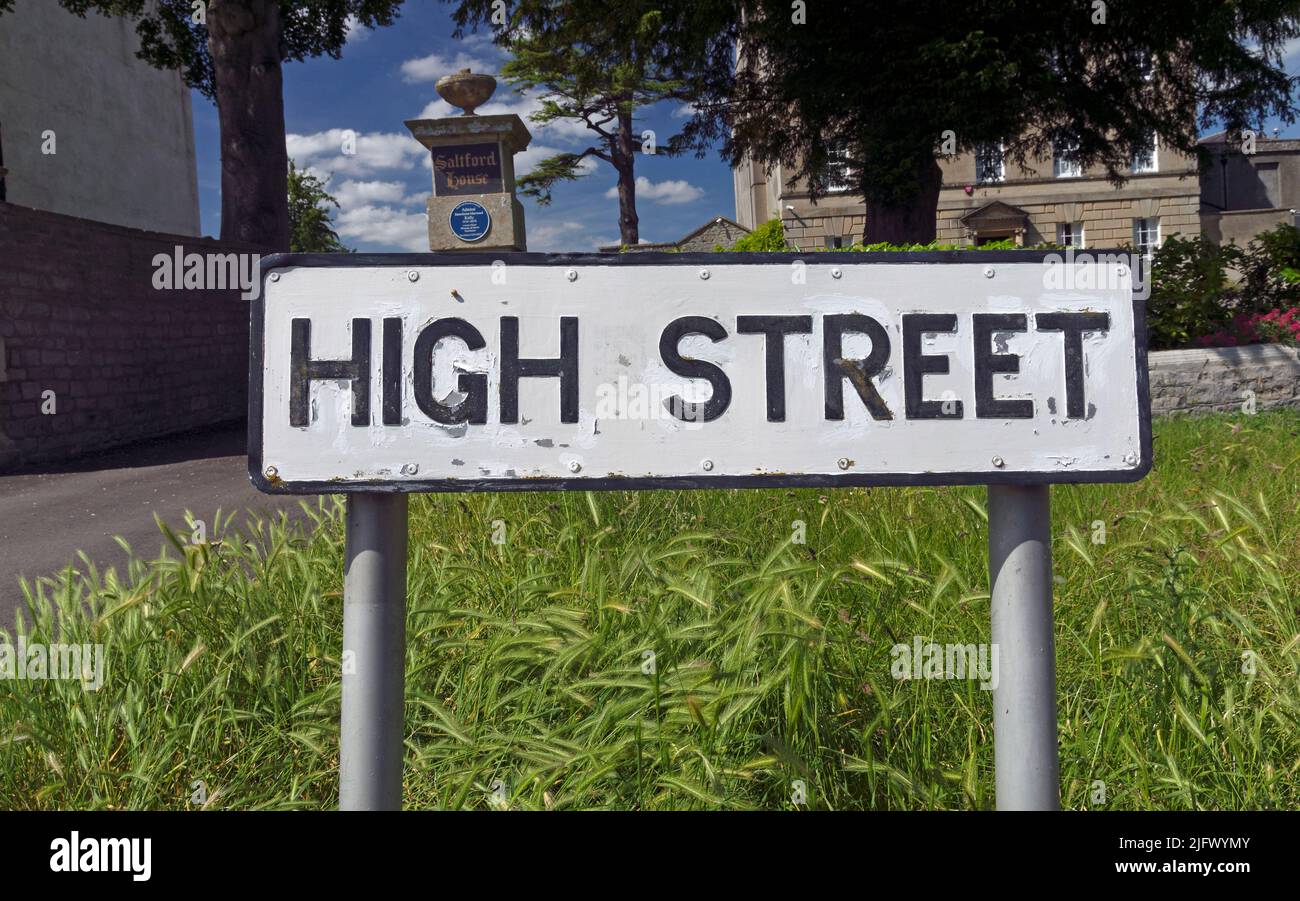 High Street sign, just outside Saltford House, Saltford near Bristol ...