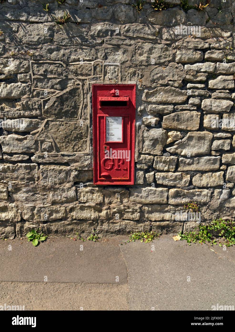 Post box set in attractive stone wall, Saltford near Bristol,. June ...