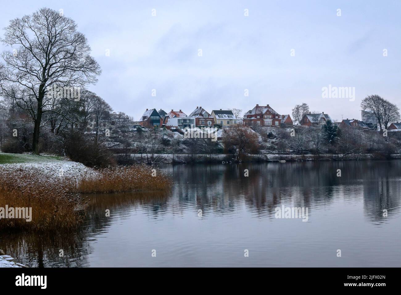Winter views from Frederiksborg Castle in the town of Hillerød, Denmark ...