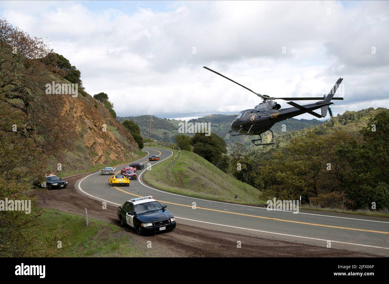 HELICOPTER, CAR CHASE SCENE, NEED FOR SPEED, 2014 Stock Photo - Alamy