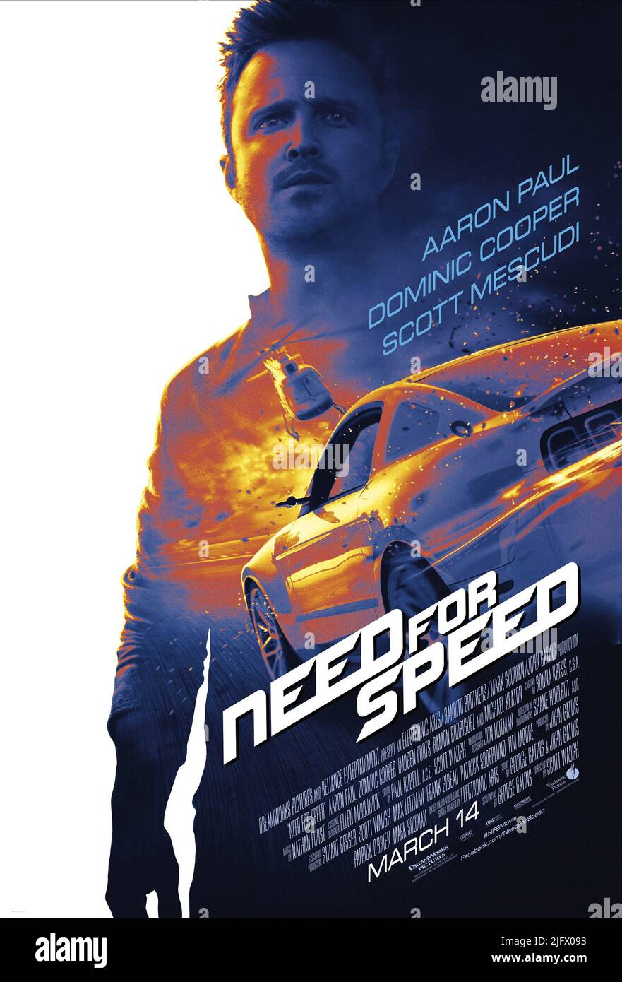 AARON PAUL POSTER, NEED FOR SPEED, 2014 Stock Photo - Alamy