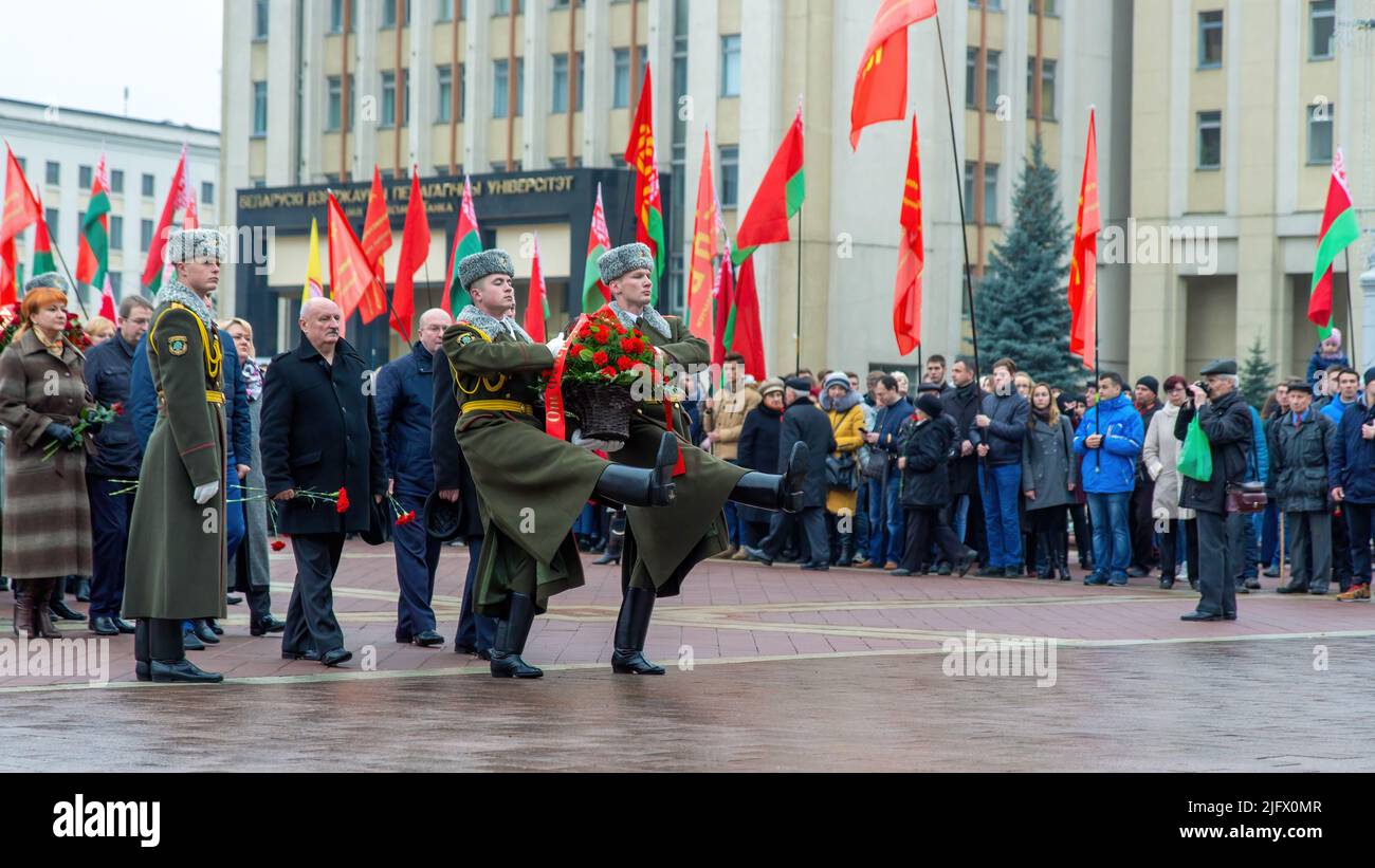 Minsk, Belarus - November 07, 2017: Anniversary of the October ...
