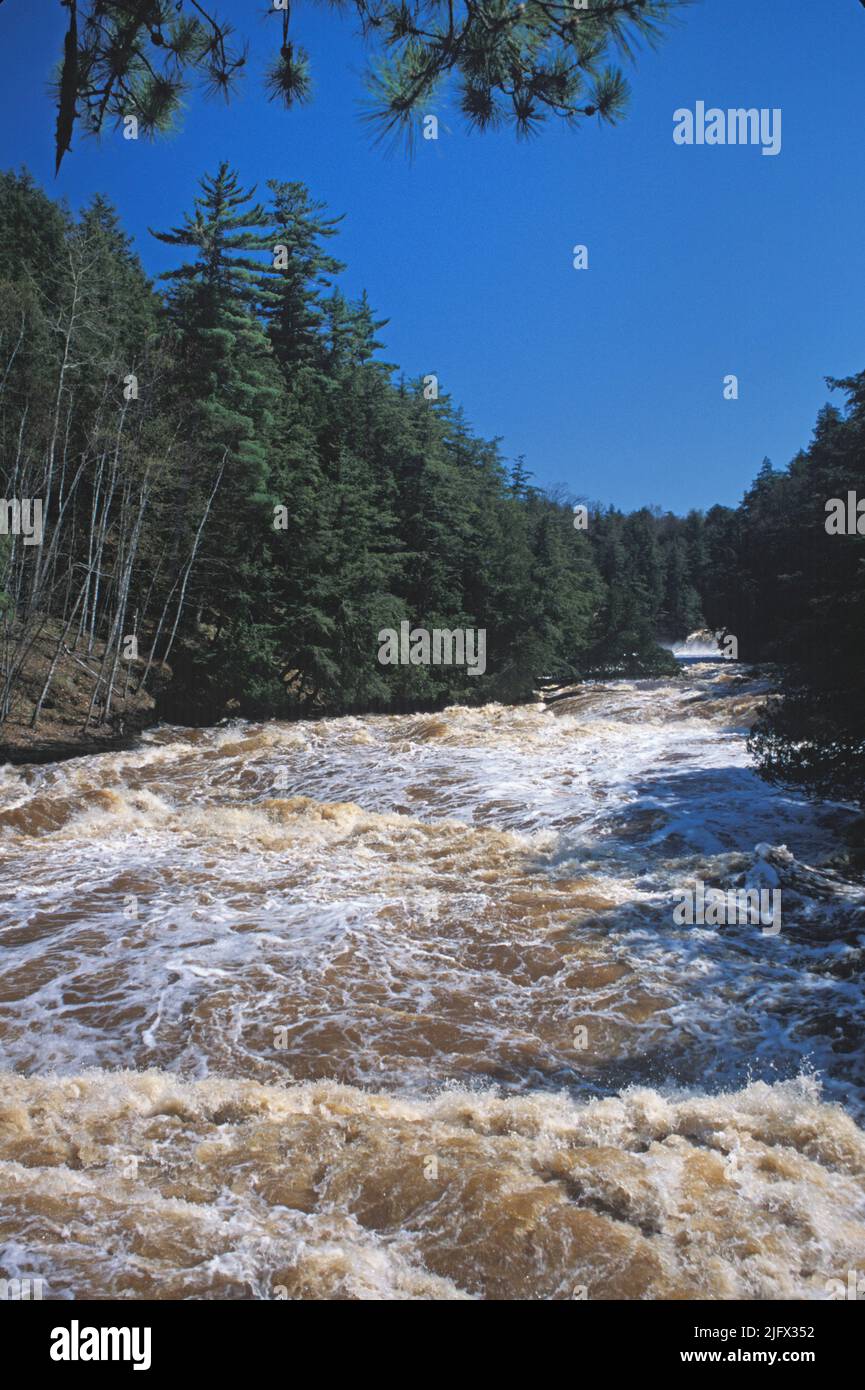 The rushing waters on the Presque Isle River. The Presque Isle River ...