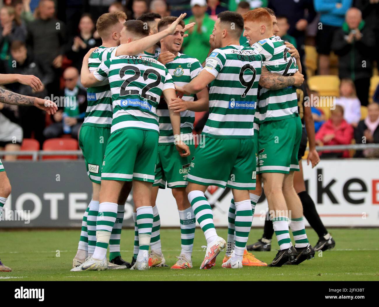Shamrock Rovers Dylan Watts (No.7) celebrates scoring their side's ...