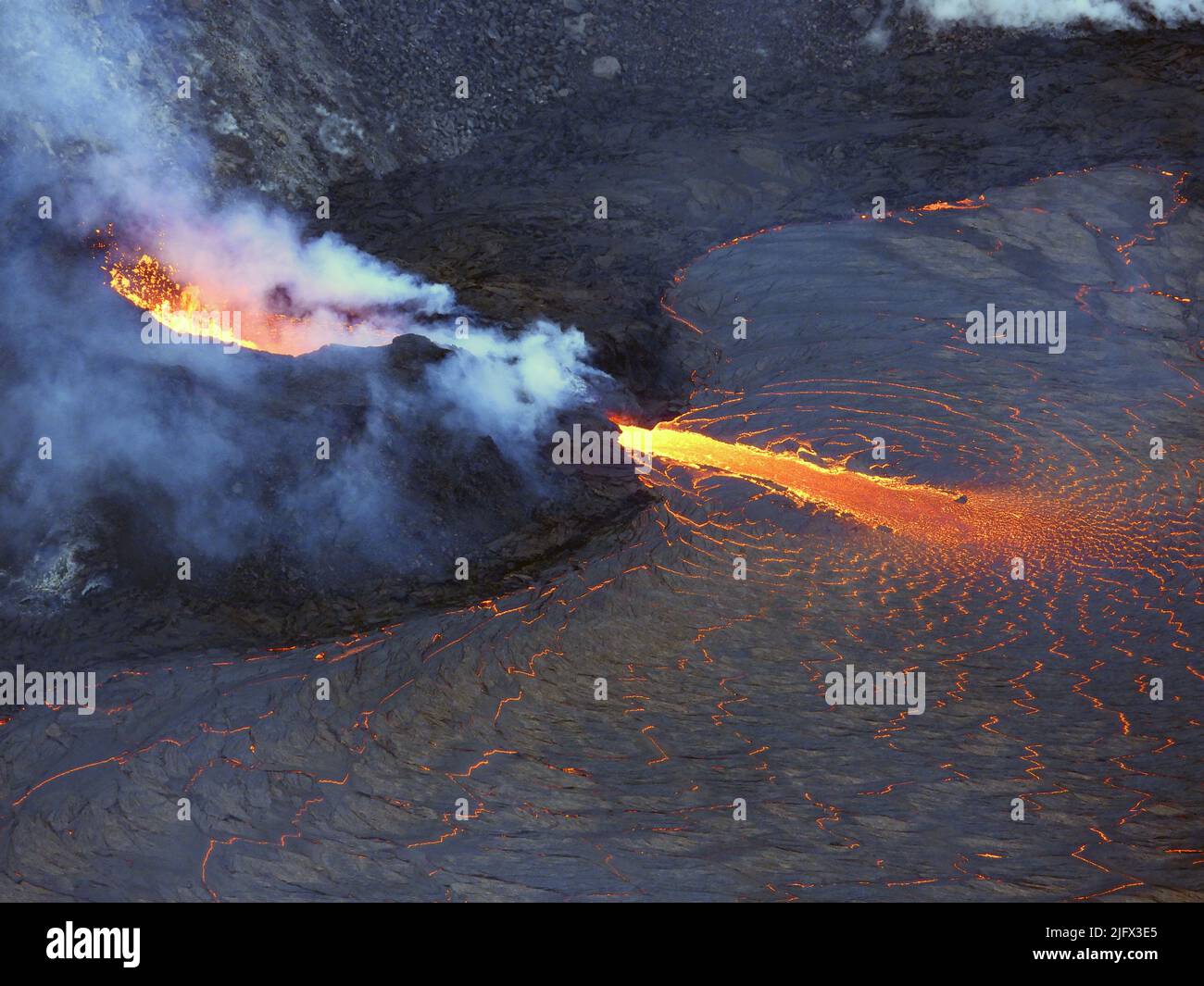 A telephoto perspective of the west vent in west vent supplying lava to ...