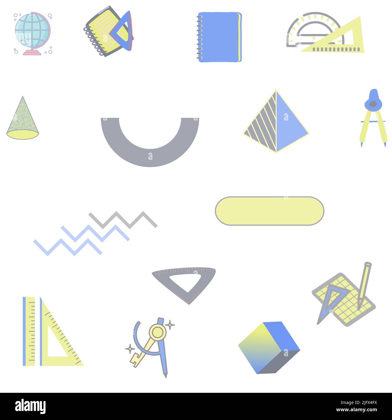 Memphis collocation seamless background. Various geometric shapes ...