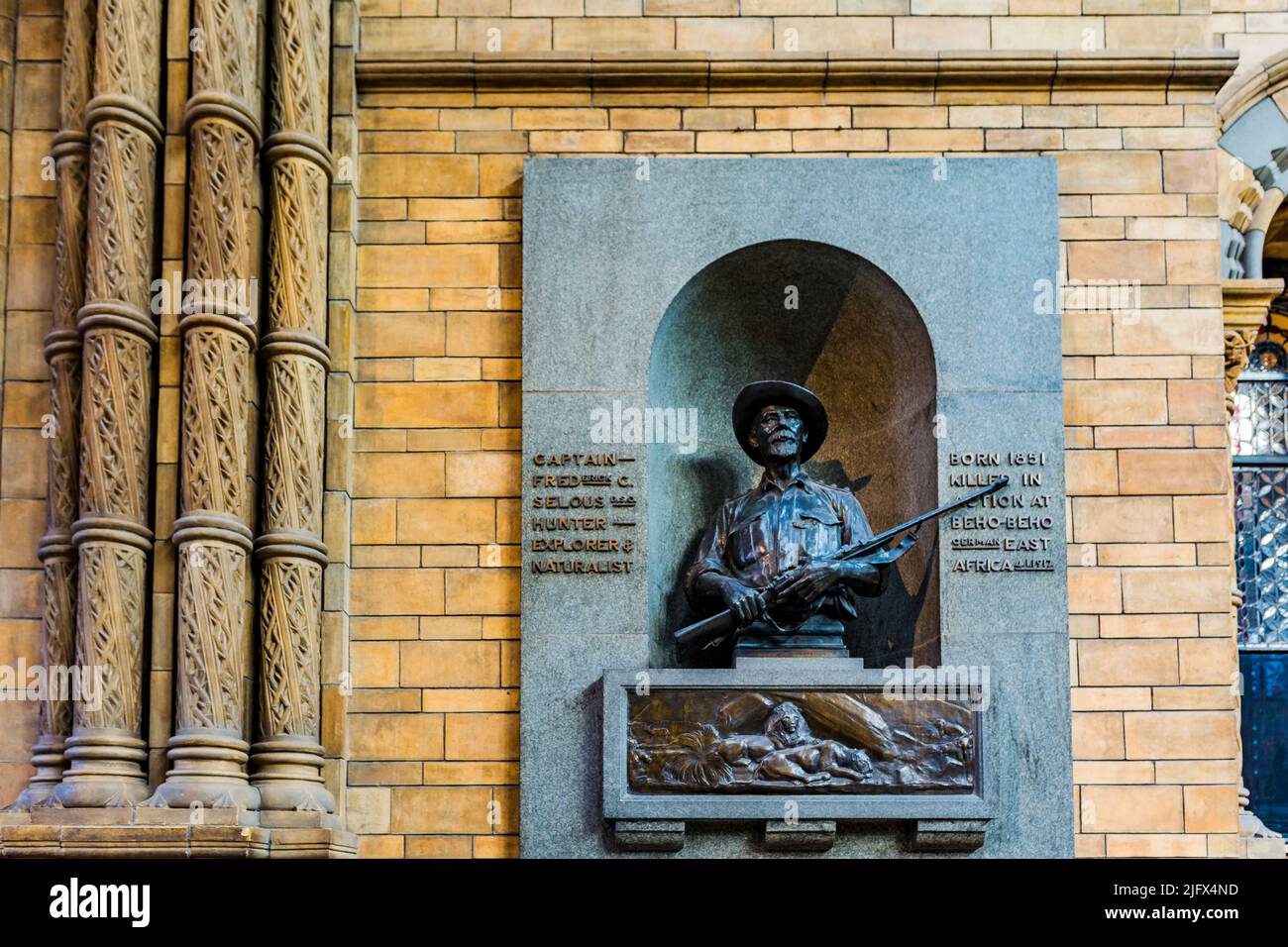Bronze niche dedicated to Fred C. Selous in the Natural History Museum ...