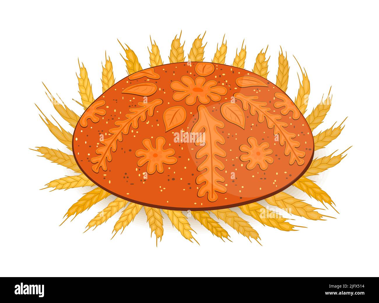 Bread, pie of round shape, decorated with sprinkles on a white ...