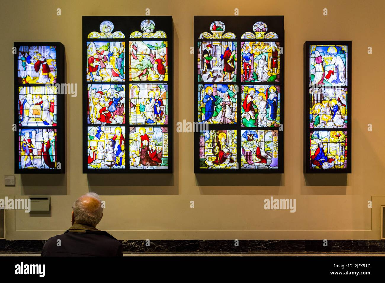 Stained glass from Mariawald. Cloister of a Cistercian abbey near ...
