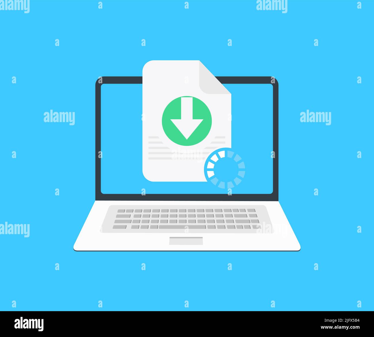 Laptop and download file logo design. Document downloading concept ...