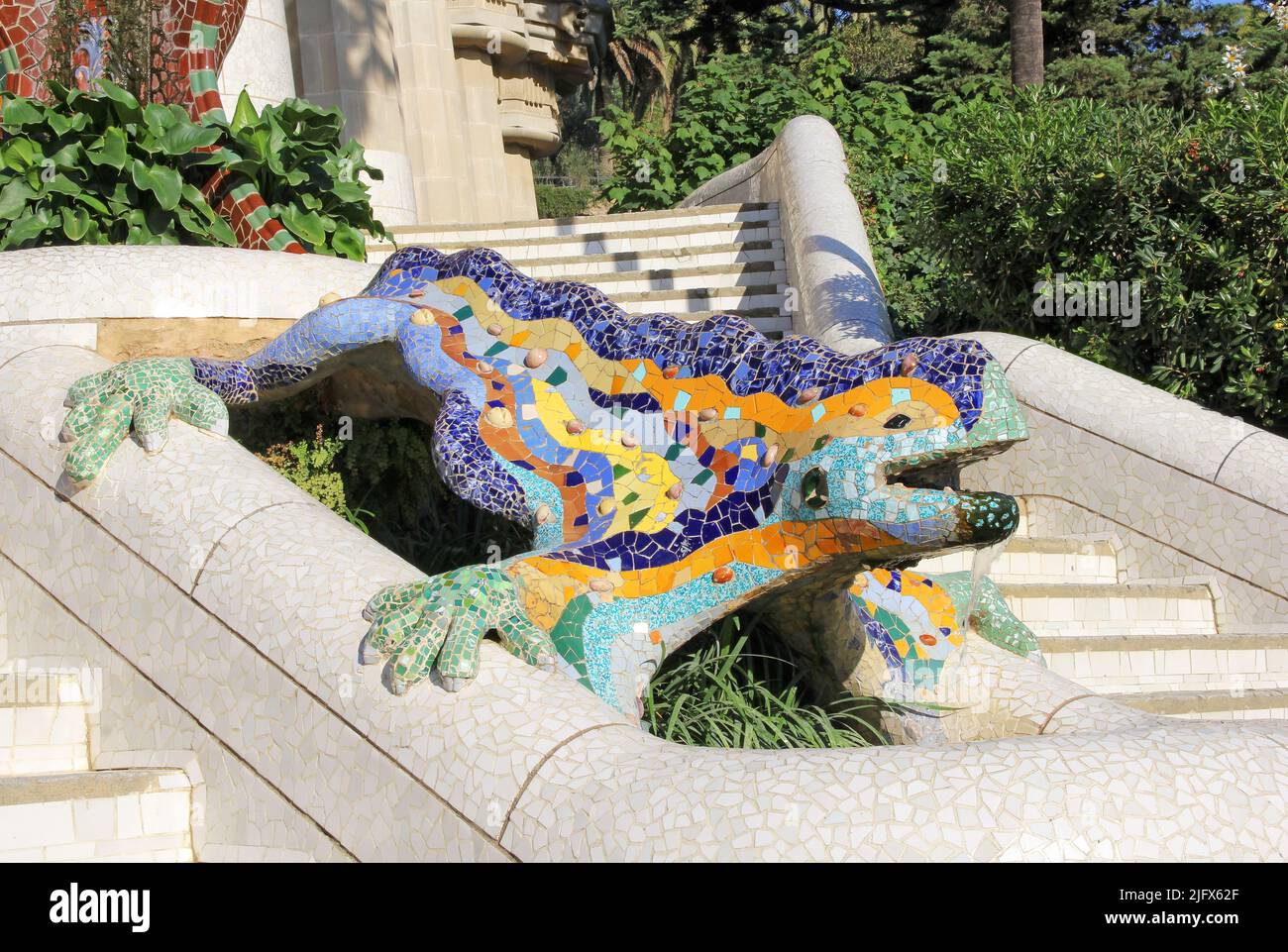 Mosaic salamander at the entrance of Guell Park, designed by Antoni ...