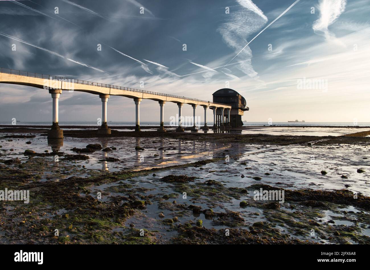 The Bembridge Lifeboat Station on the Isle of Wight at sunset with the ...