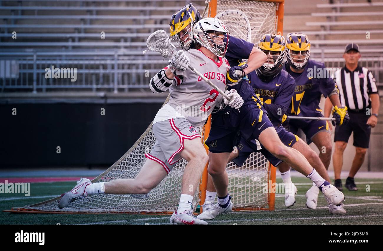 The lacrosse players in action during an exhibition match Stock Photo ...