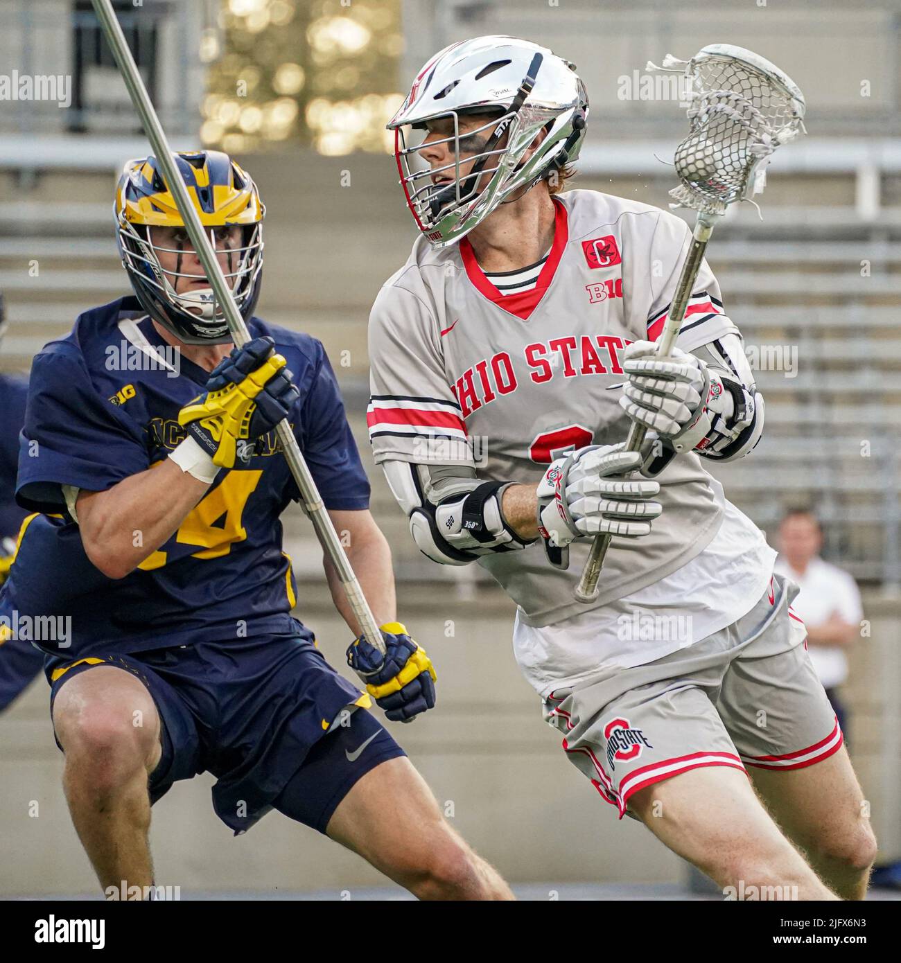 The lacrosse players in action during an exhibition match Stock Photo ...