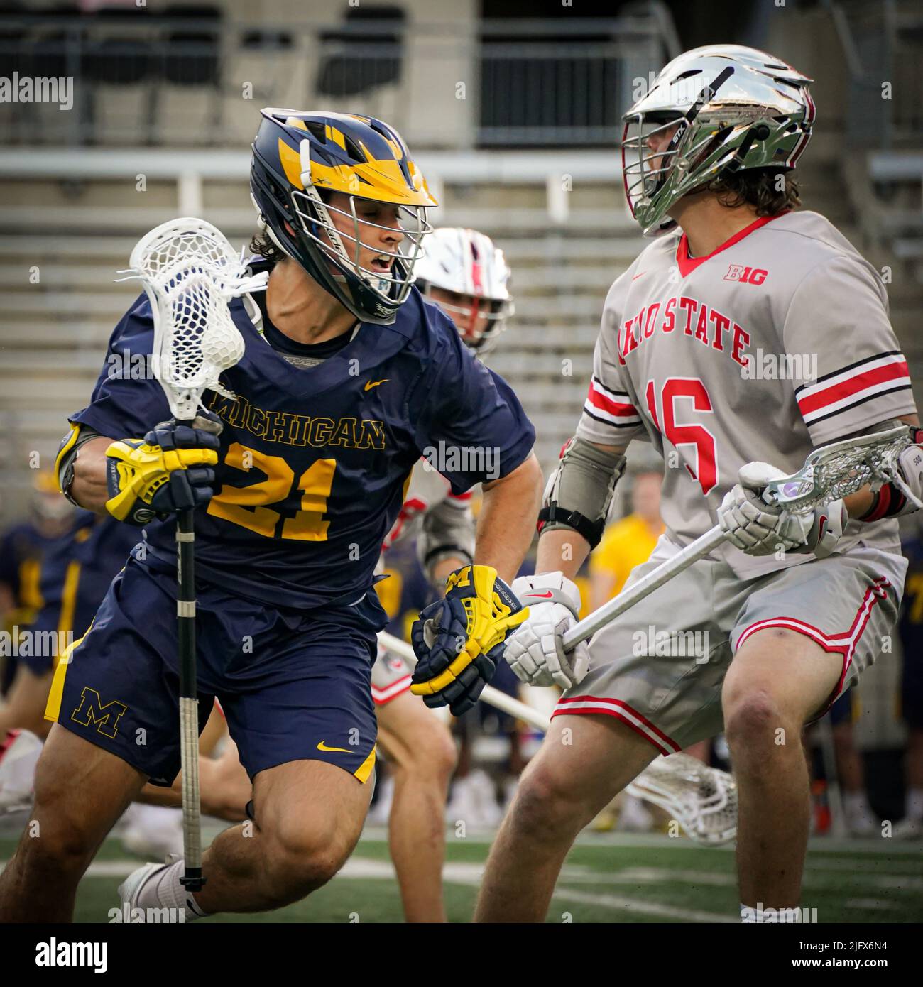 The lacrosse players in action during an exhibition match Stock Photo ...