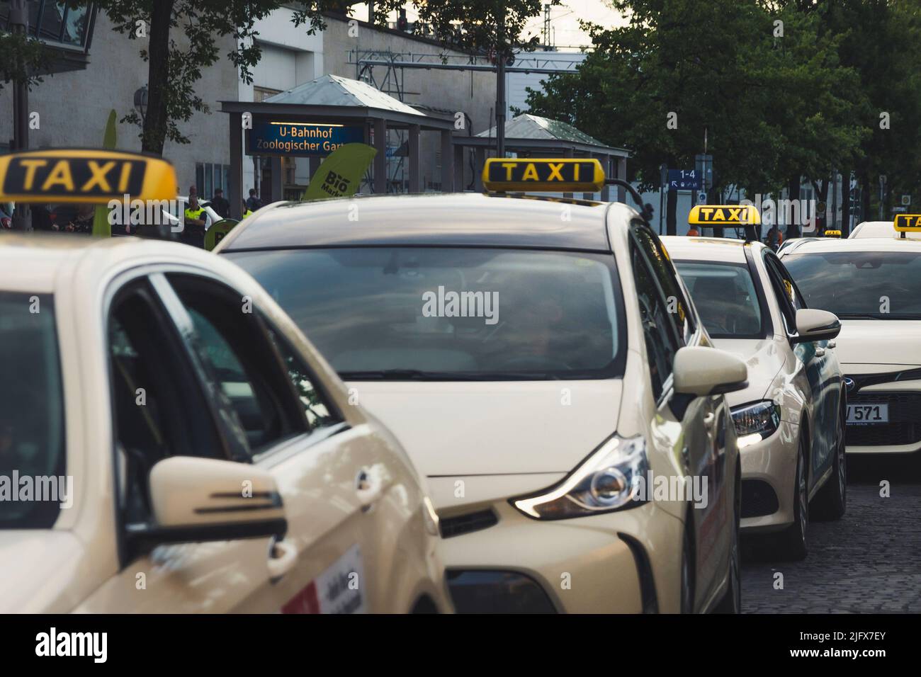Berlin, Germany, June 2022: City taxi's lined up at Zoologischer Garten ...