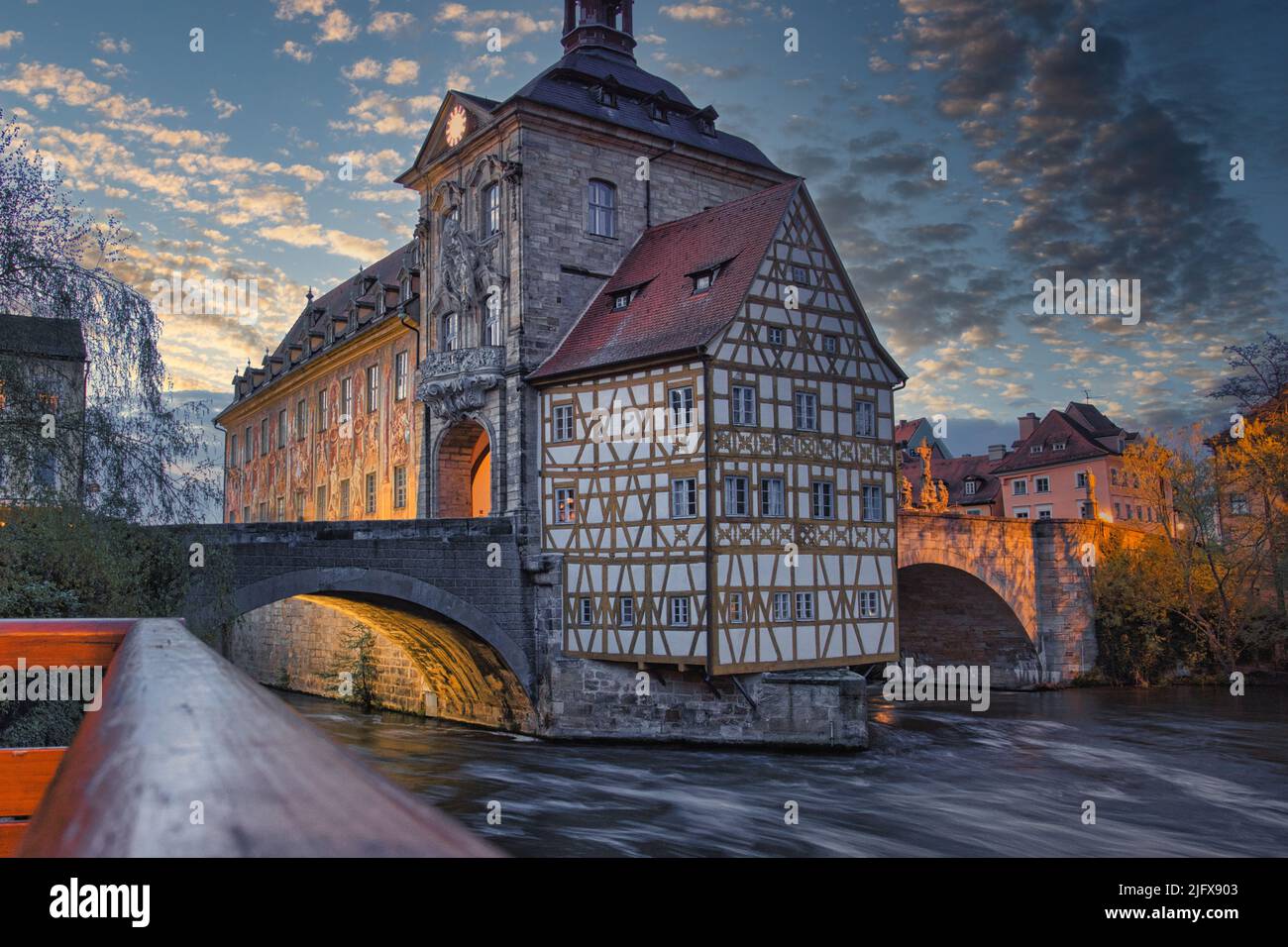 A breathtaking view of Altes Rathaus historical landmark in Bamberg ...