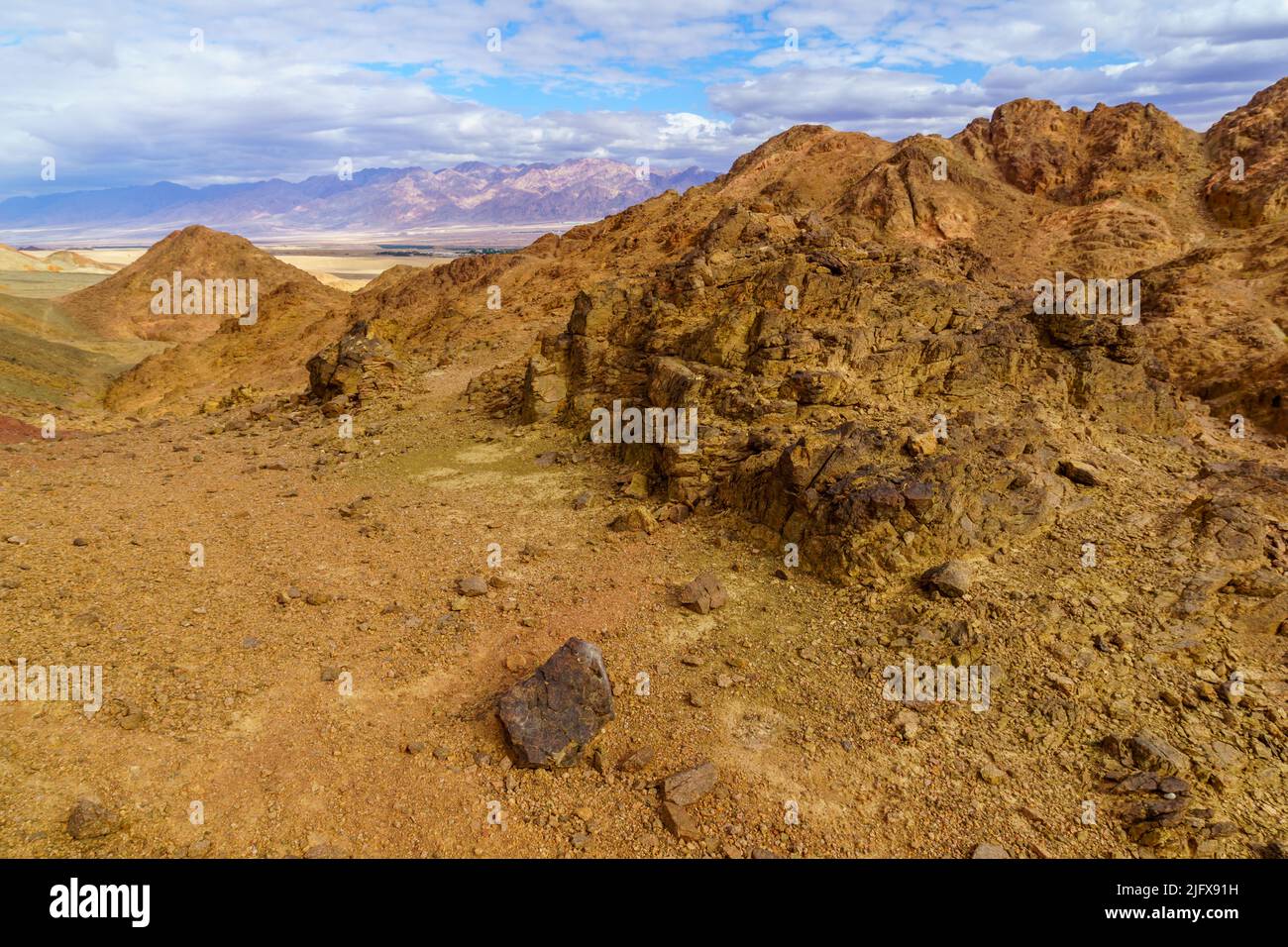 Winter view of desert landscape in Mount Shachmon, near Eilat, southern ...