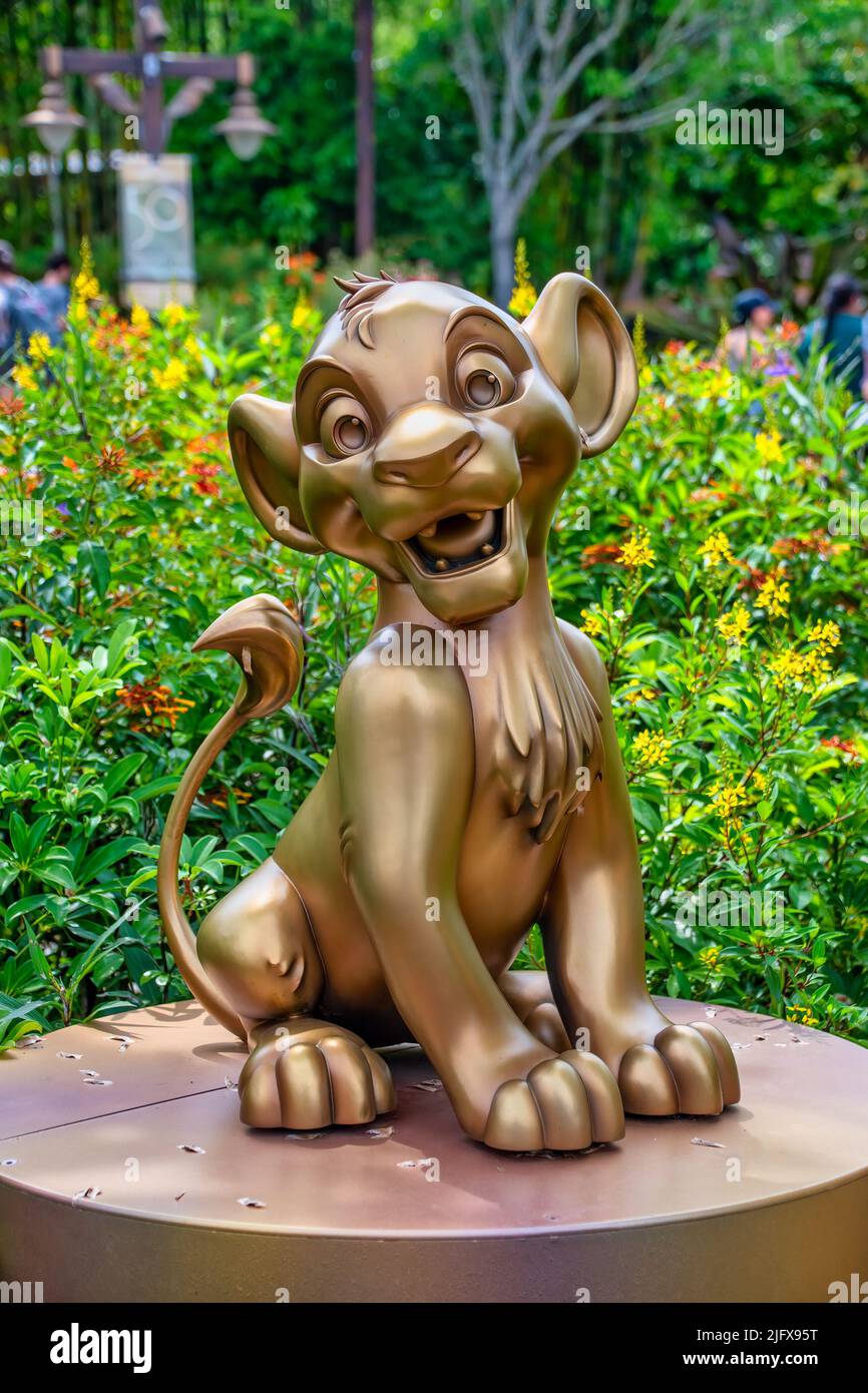 Simba Gold Statue 50th Anniversary Disney Animal Kingdom Stock Photo ...