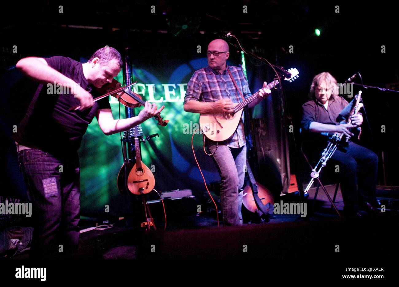 Fiddle player Andy Dinan, uillean pipes player Troy Donockley and ...