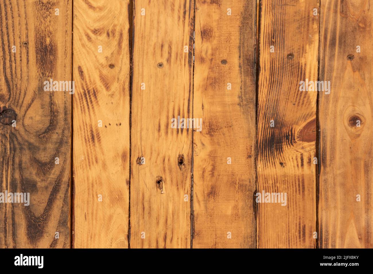 Plank wood table top view with translucent varnish from above, vector ...