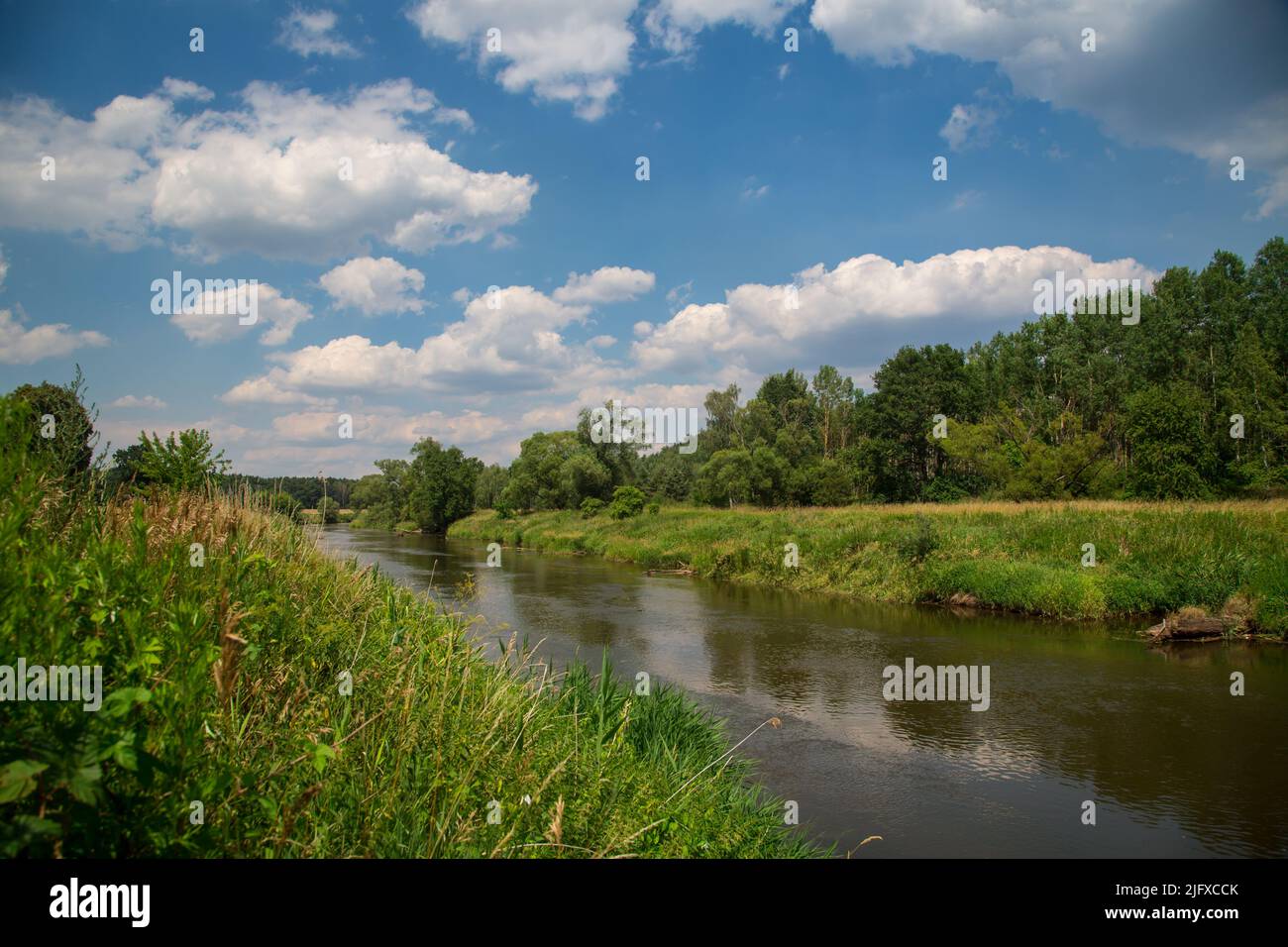 The Neisse river, Oder-Neisse Cycle Route, Lusatia, Germany Stock Photo ...