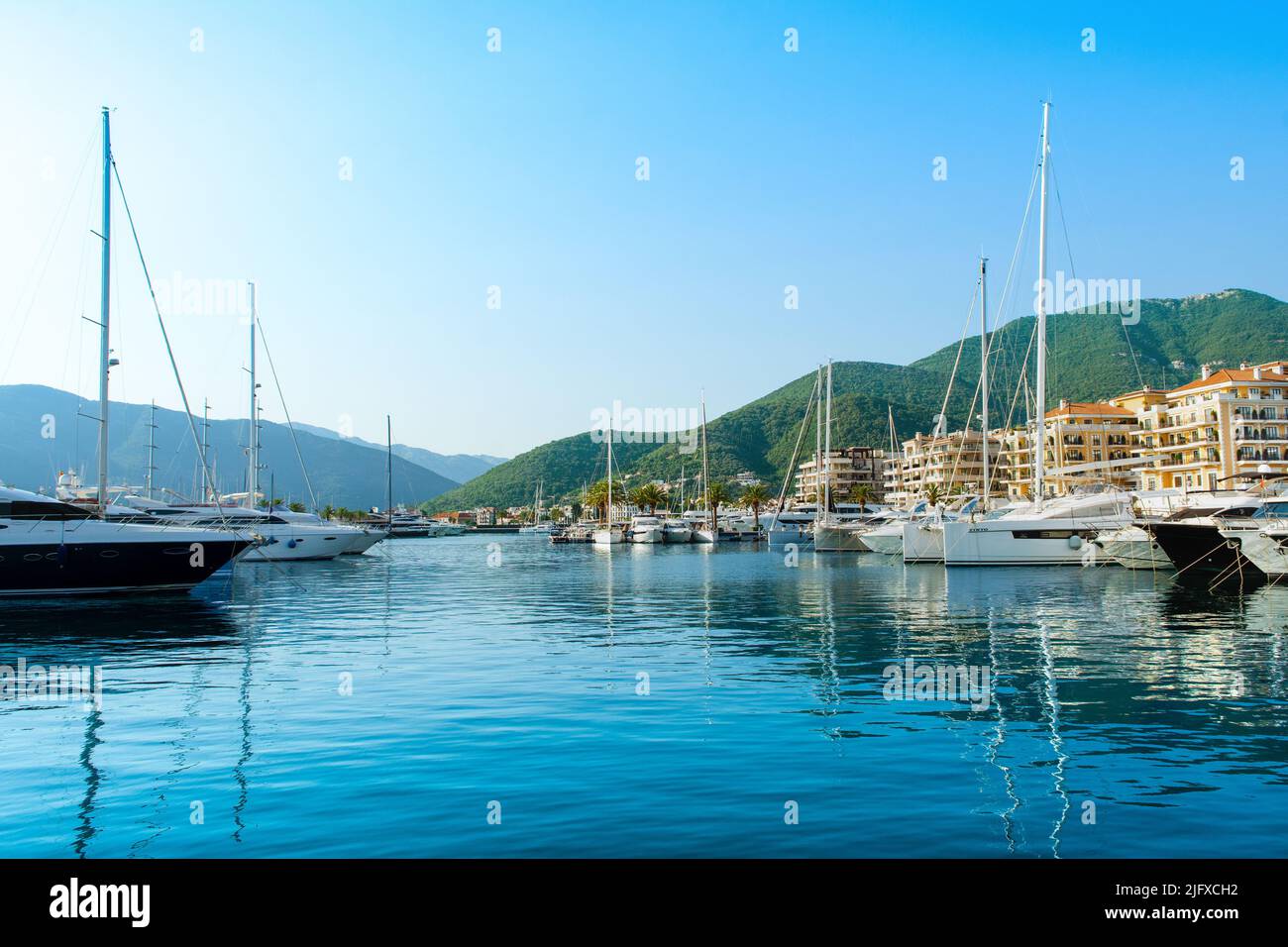 Tivat, Montenegro - June 18, 2022: Landscape of the yacht marina in ...